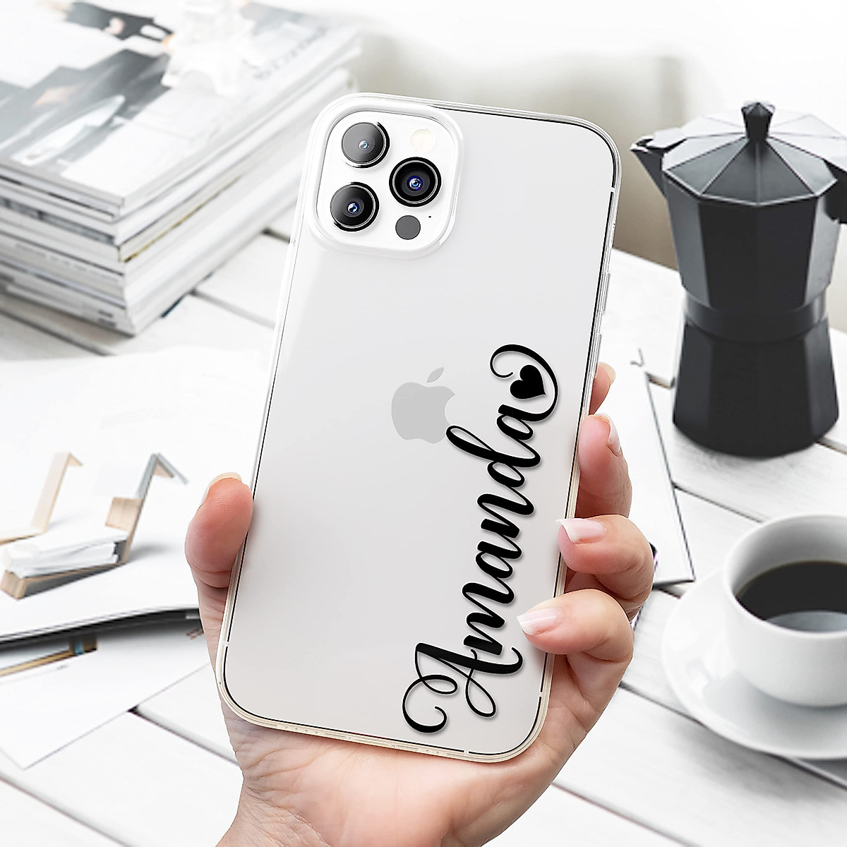 Case Charming Name with Heart Clear Phone Case for iPhone 15 Pro Max 14 Plus 13 mini 12 11 Xs Xr X 10s 10r 10 8 7 Se Custom Personalize Monogram