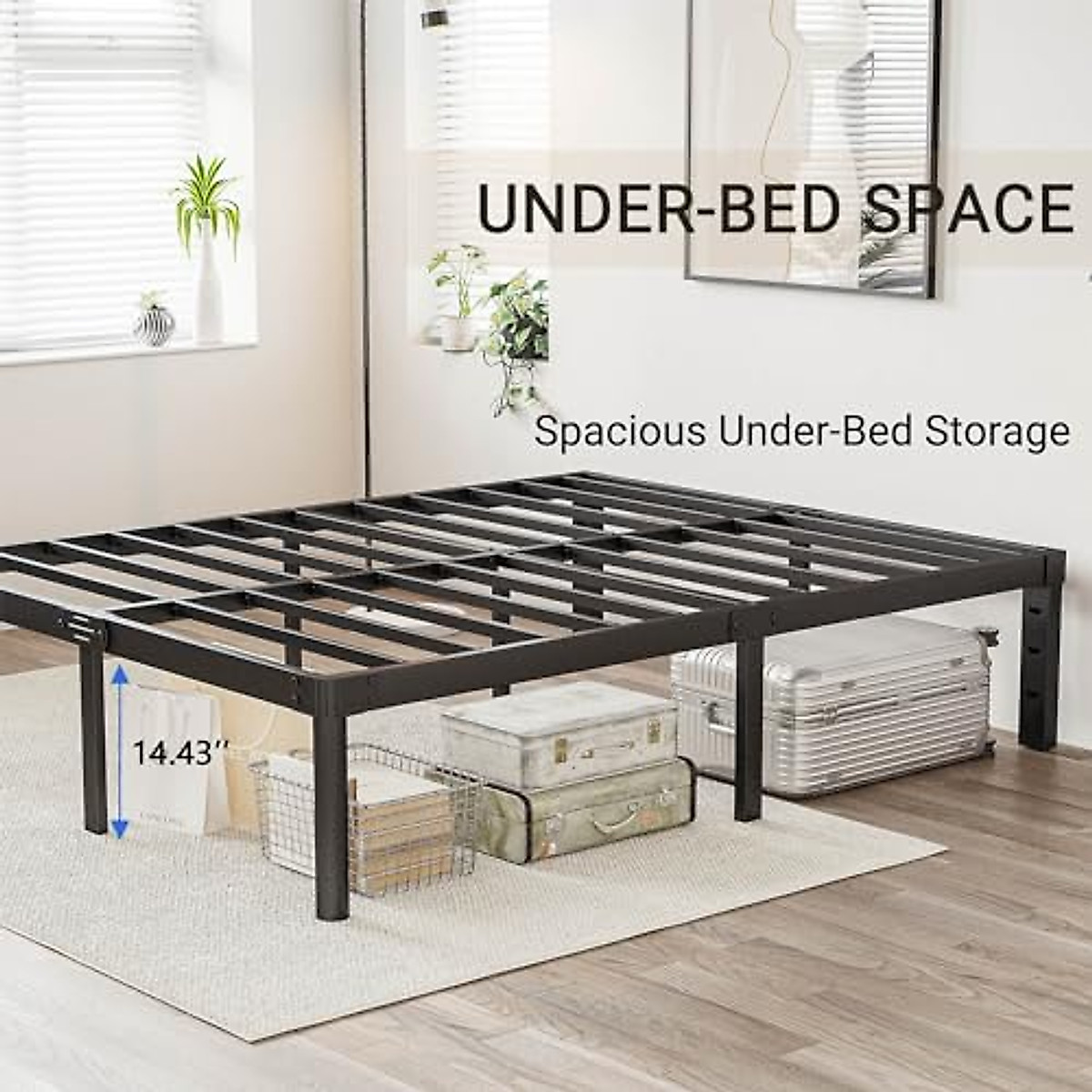 SunnyDaze 16 Inch High Heavy Duty Full Size Bed Frame Metal, Platform Bed Frame Full Size No Box Spring Needed, Easy Assembly, Noise Free, Black