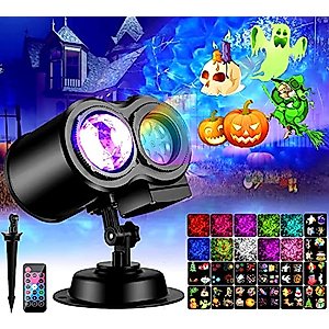 eletecpro Halloween Projector Light with 16 Slides Patterns & 10 Colors Ocean Wave, Party Decorative Lights with Remote Control, Waterproof Outdoor & Indoor Holiday Light (Black)