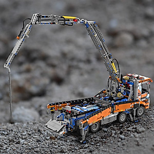 JMBricklayer Technology Pneumatic Concrete Pump Truck Building Set 61121, Heavy-Duty Tow Truck Construction Vehicle Model Toys, Crane Toy Gifts for Adults Teens Boys and Girls