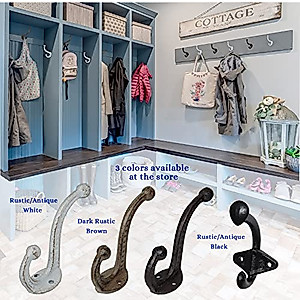 Antique Rustic Black Cast Iron Hooks,Antique Old Shabby Chic Cast Iron Hooks, Wall Mounted Hooks (Set of5 ) Ymaiss Vintage Inspired Coats Towel Hook Robe Hook
