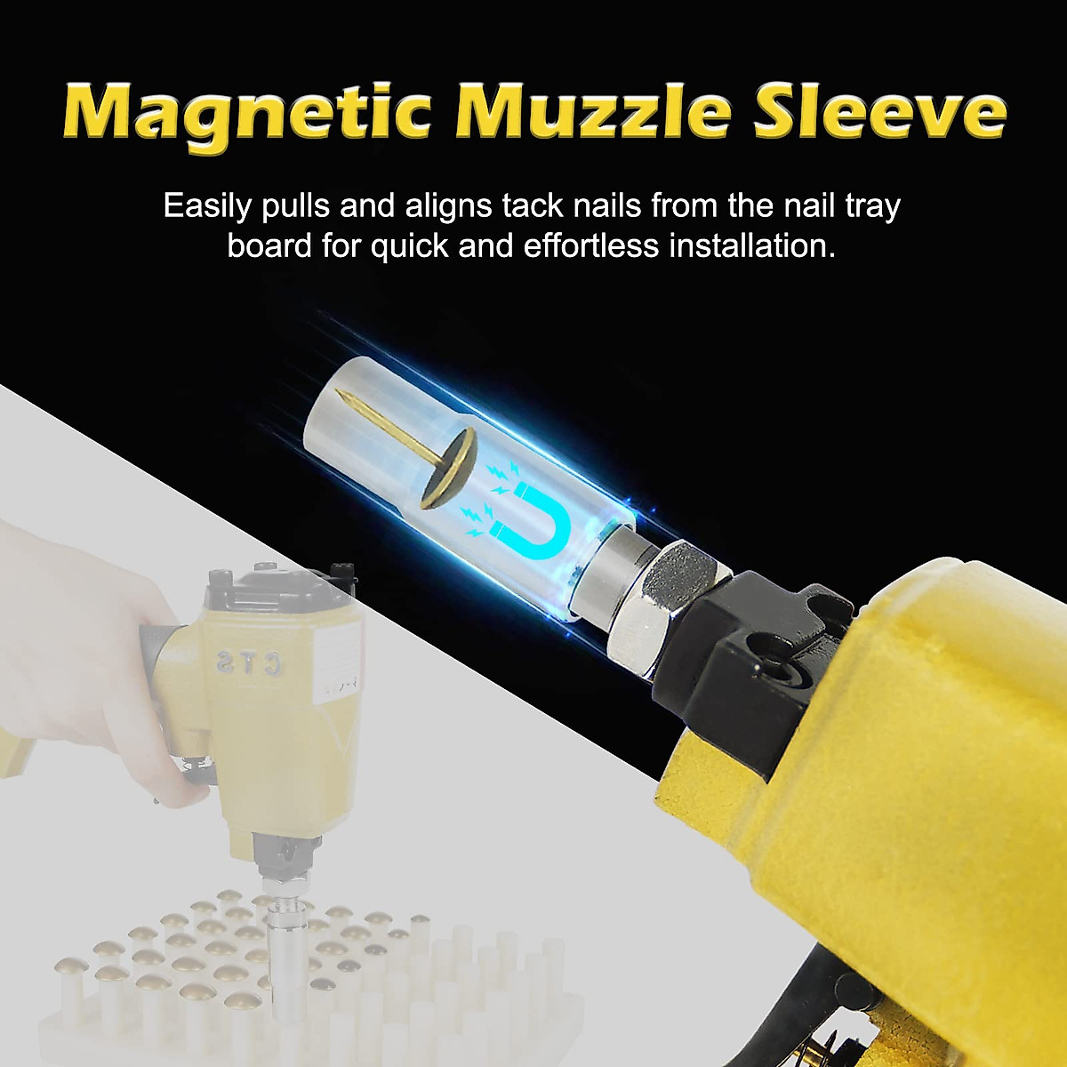 CTS 1170 Pneumatic Upholstery Decorative Tack Nail Gun, 7/16" (11.7mm) Head Diameter Air Finish Deco Nailer for Furniture, Home Decor (7/16-Inch Deco Nailer (11.70mm))