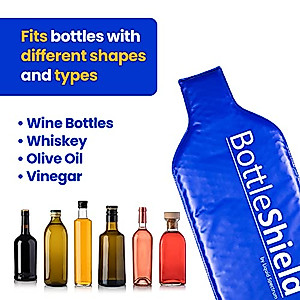 Liquid Spectrum 6 Pack Reusable Wine Protector Travel Bag by Bottle Shield - Bubble Cushioning Wrap Suit - Unbreakable Bottle Sleeve, Leak Proof - Wine Tote Bags Accessory for Suitcase Luggage