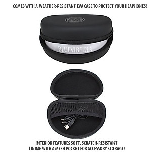 GOgroove BlueVIBE DLX Bluetooth Lightweight Wireless Over The Ear Headphones – 14 Hour Battery Life & 3.5mm Aux Input – Padded & Noise Isolating Plush Earpads for Comfort – Water Resistant Hard Case