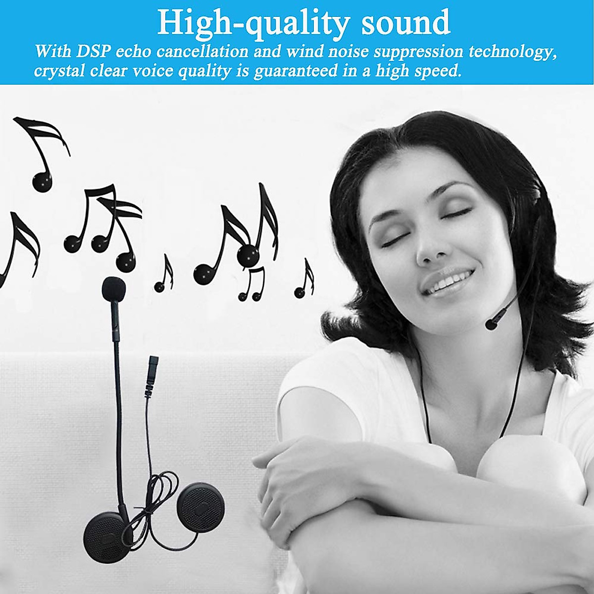 Motorcycle Helmet Wireless Bluetooth Headset Headphones for Helmets Wireless Headphones with Microphone Sound System for Motorcycle 0.27 inches Silm