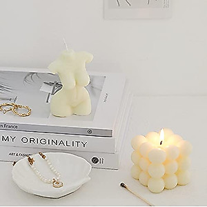 Bubble Cube + Human Female Body Candle 3D Women Body Candle Body Shape Beautiful Art Candle Decoration for Wedding Decorative Candle for Bedroom Bathroom Decorations