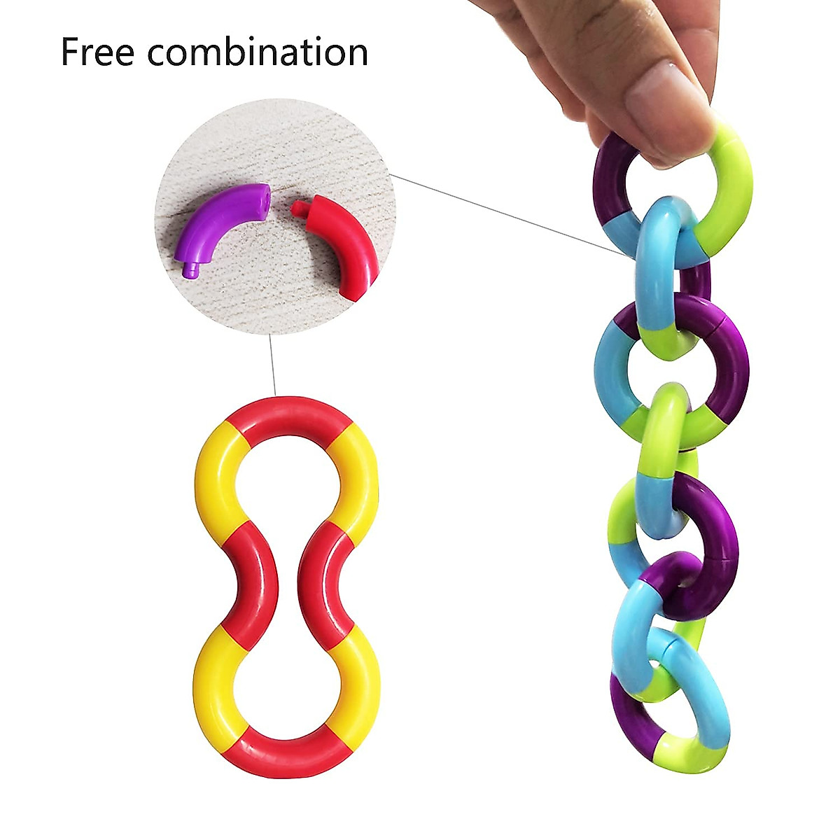 10pcs Fidget Toys - Sensory Items Quiet Fidget Toys for Adults Boys Girls Anxiety Stress Relief Toys Pack- Squeeze, Twist, Chain Spinner Alternative Gift