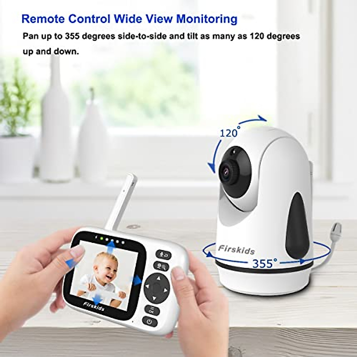 Firskids Baby Monitor with Camera and Audio,No WiFi Required,3.2" Baby Video Monitor, Long Range, Easy to Use, 2-Way Talk, VOX, Night Vision, Suitable for Baby Monitoring and Elderly Care