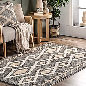 nuLOOM Calle Moroccan Arrows Wool Area Rug, 8' x 10', Grey
