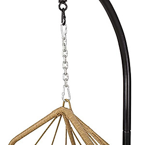 Christopher Knight Home Allegra Outdoor Hanging Chair with Stand, Light Brown + Tan + Black