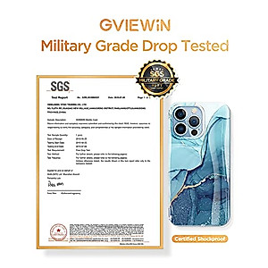 GVIEWIN for iPhone 13 Pro Case 6.1 Inch 2021, [10FT Military Grade Drop Protection] Marble Phone Case Slim Glossy Soft TPU Shockproof Protective Cover for Women Men Stylish Phone Cases(Navy Blue)