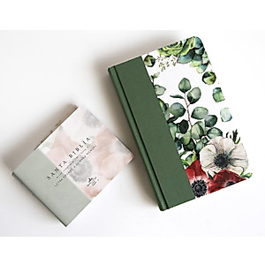 Biblia RVR 1960 letra grande Tapa dura y tela verde con flores tamaño manual / B ible RVR 1960 Handy Size Large Print Hardcover Cloth with Green Floral