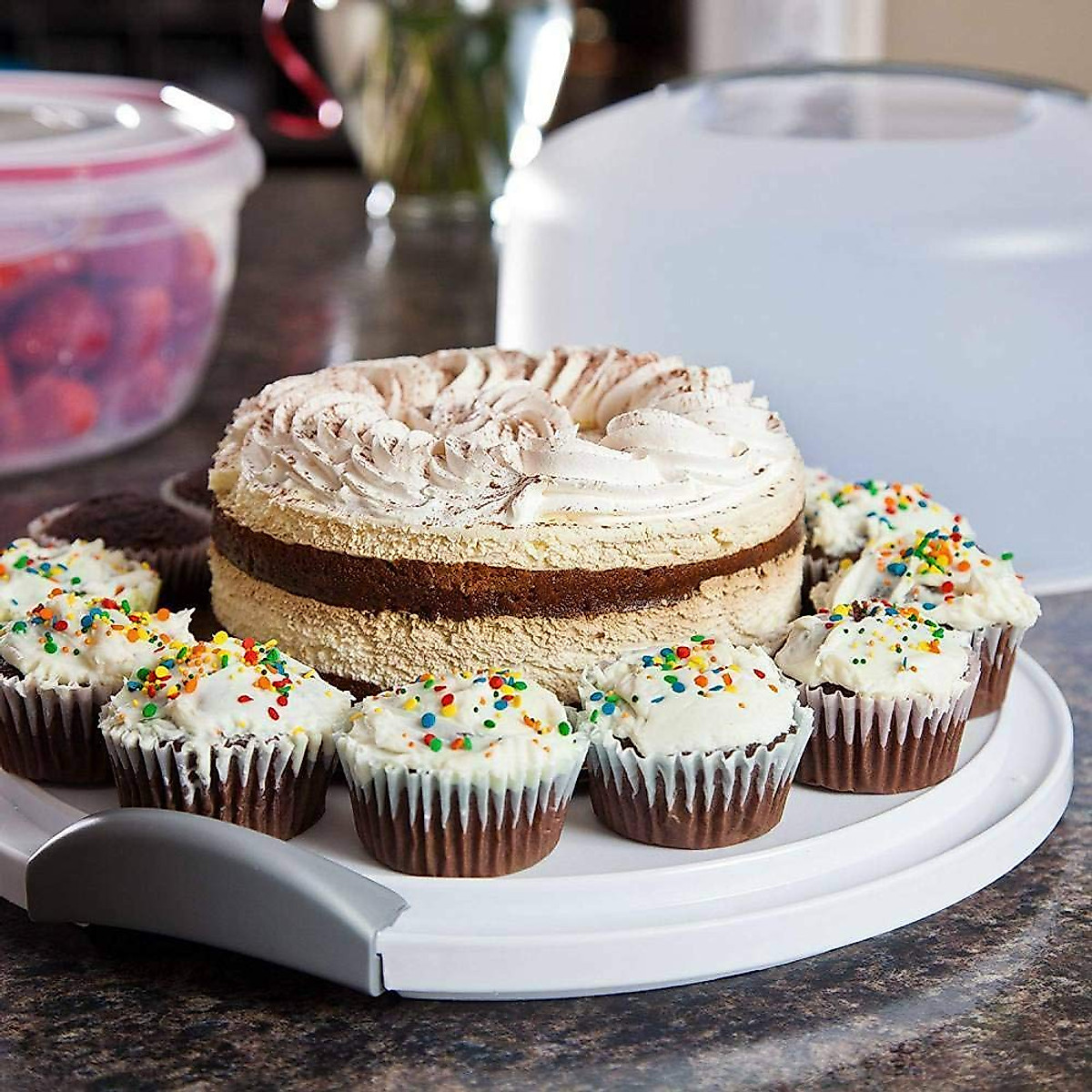 Extra Large Cake Storage Container, Cake Carrier With Handle 14 X 14 X 8 - Made in USA