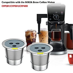 Reusable K Cups pods Compatible with ninja dual brew pro specialty coffee maker,Reusable Coffee Filter Accessories fits Ninja CFP201 CFP301 CFP305 CFP400 Dual Brew Pro System (2pack)