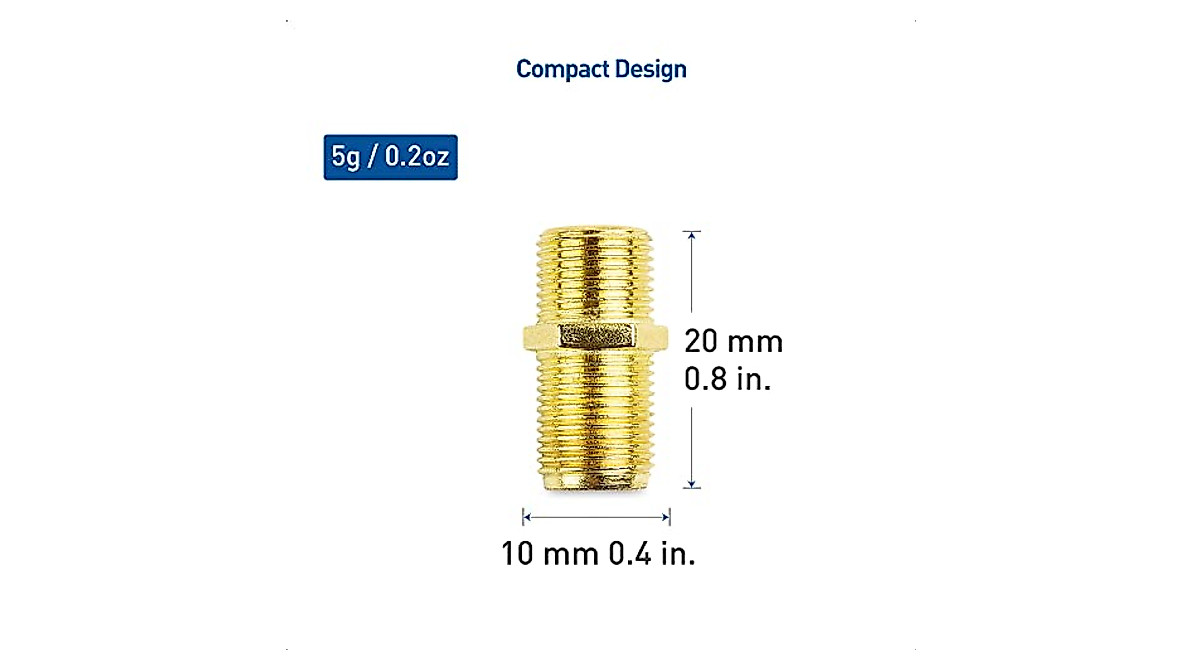 Cable Matters 3-Pack RG6 Coaxial F-Type Couplers - Gold Plated