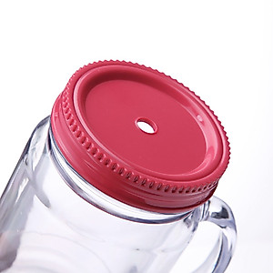 Cupture Double Wall Insulated Plastic Mason Jar Tumbler Mug with Striped Straws - 20 oz, 3 Pack