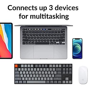 Keychron K8 80% Layout Bluetooth Wireless Mechanical Keyboard, Tenkeyless 87 Keys/USB C/White Backlit/Gateron G Pro Red Switch/N-Key Rollover, TKL Gaming Keyboard for Mac Windows