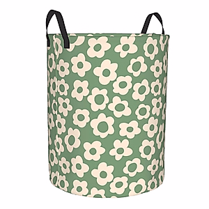 Vintage Groovy Flowers Laundry Basket - Easy Carry Handles Laundry Basket, Large Foldable Laundry Hamper for Bedroom, Bathroom, Dorm, Laundry Room, 75L