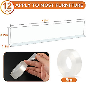 NEOACT 12 Pack Under Couch Blocker(3.2" H 16" L), Under Bed Blocker for Pets, Toy Blockers for Furniture, Stop Things Going Under Couch Sofa and Bed, Suit for Hard Surface Floors