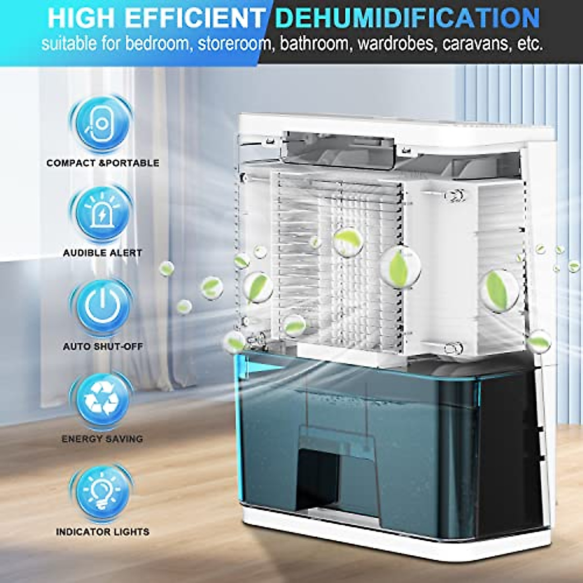 MORFY Dehumidifiers for Room Bedroom, Upgraded version 85 OZ Dehumidifiers, 6800 Cubic Feet(700sq ft) Small Dehumidifiers for Room with Drain Hose and Auto Shut Off, Portable Quiet Dehumidifier for Bedroom Bathroom RV Laundry Room or Closet（Matte white）