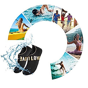 Water-Shoes-Swim-Shoes Quick-Dry Barefoot Aqua-Socks-Beach-Shoes for Pool Yoga Surf for Women-Men(Gold/Black-34/35)