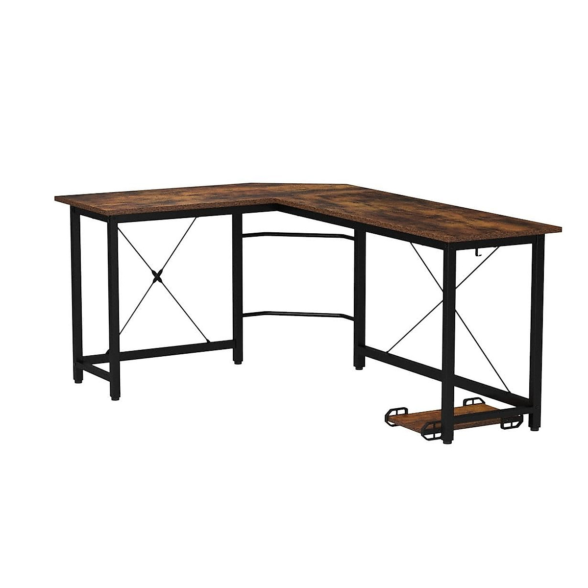 AuAg Modern 66.5‘’ L-Shaped Home Office Desk, Larger Sturdy Computer PC Laptop Table, Corner Gaming Desk, Writing WorkstationDesk, Wooden Desk W/Monitor Stand