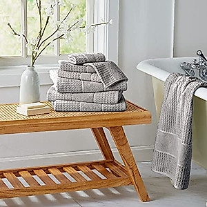 100% Cotton Super Soft Luxury Bath Towel Set | Quick-Dry and Highly Absorbent | Waffle Textured | 550 GSM | Includes 4 Bath Towels | Harper Collection (Light Grey)