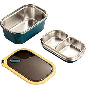 Gigicloud Stainless Steel Bento Box, Portable Lunch Box For Adult Stainless Steel Compartment Sealed Food Storage Containers