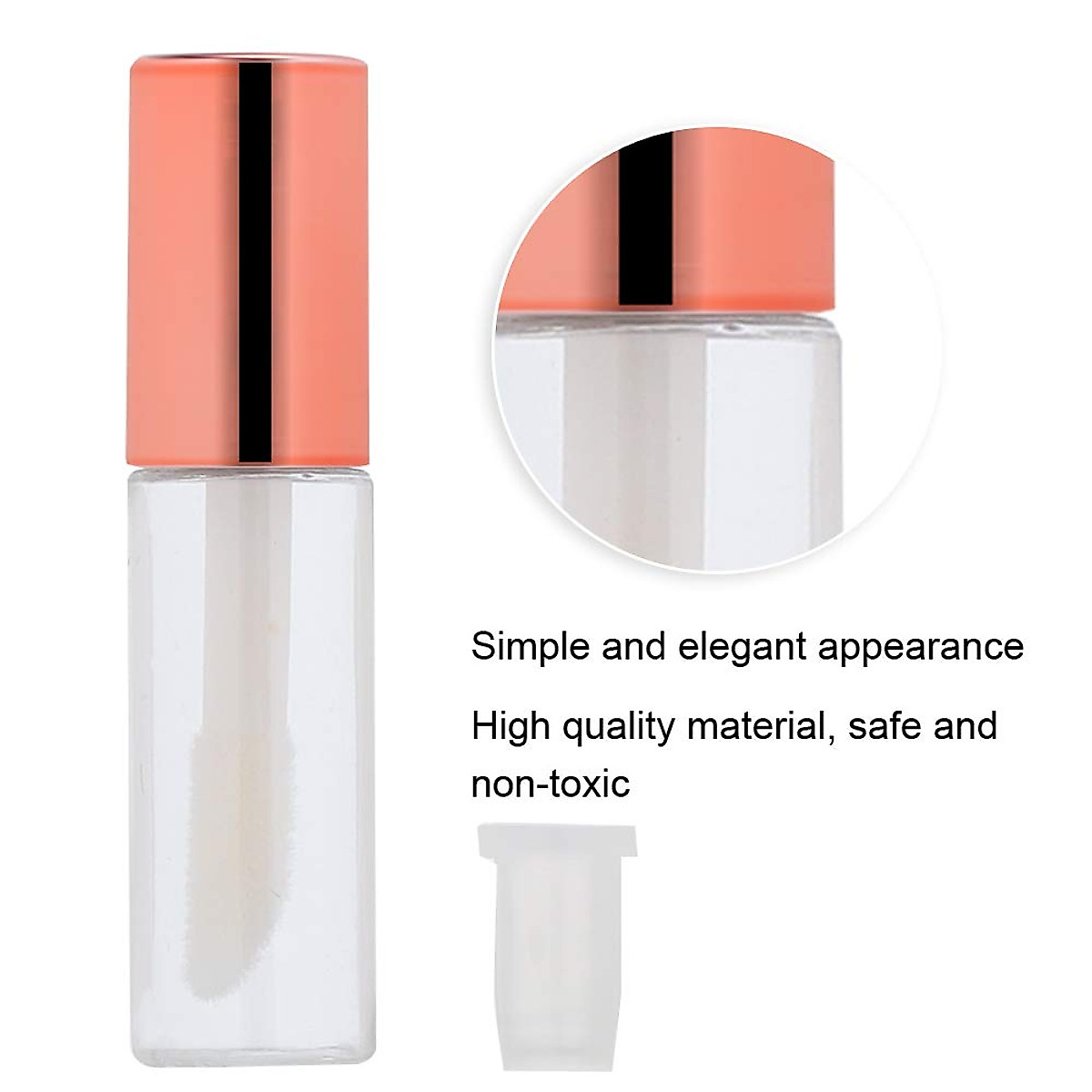YIPINER Case of 90 packs, Empty Plastic Clear Lip Gloss Tubes Lip Balm Bottle Container Rose Gold Transparent 1.2ML Makeup Tool for Women (90 pcs, Rose Gold)