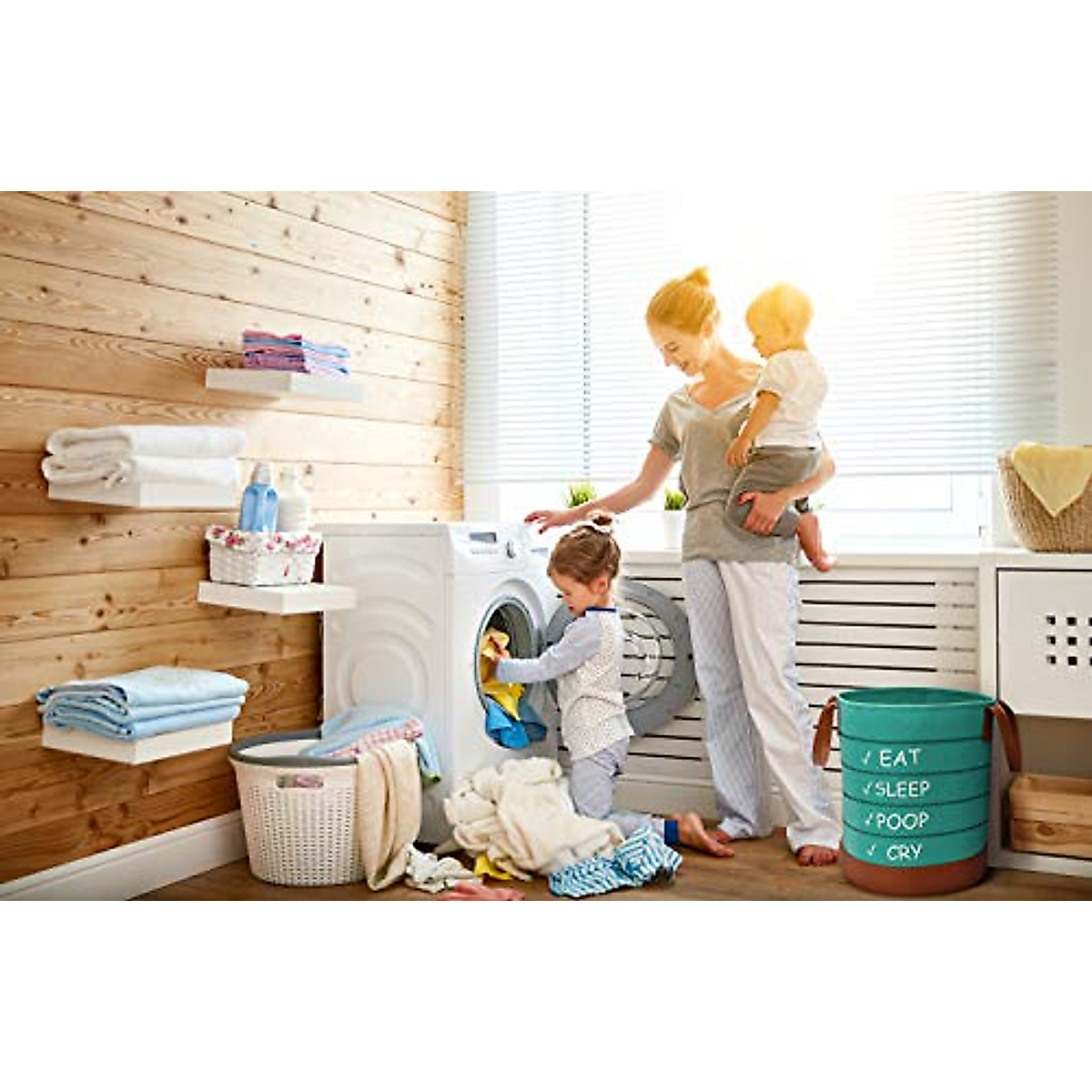 SMILE A WHILE Baby Laundry Basket and Baby Hamper Great Basket for Toy Storage Large Collapsible Laundry Basket Fits Nursery Decor Felt Laundry Basket can be Used for Blanket Basket for Nursery