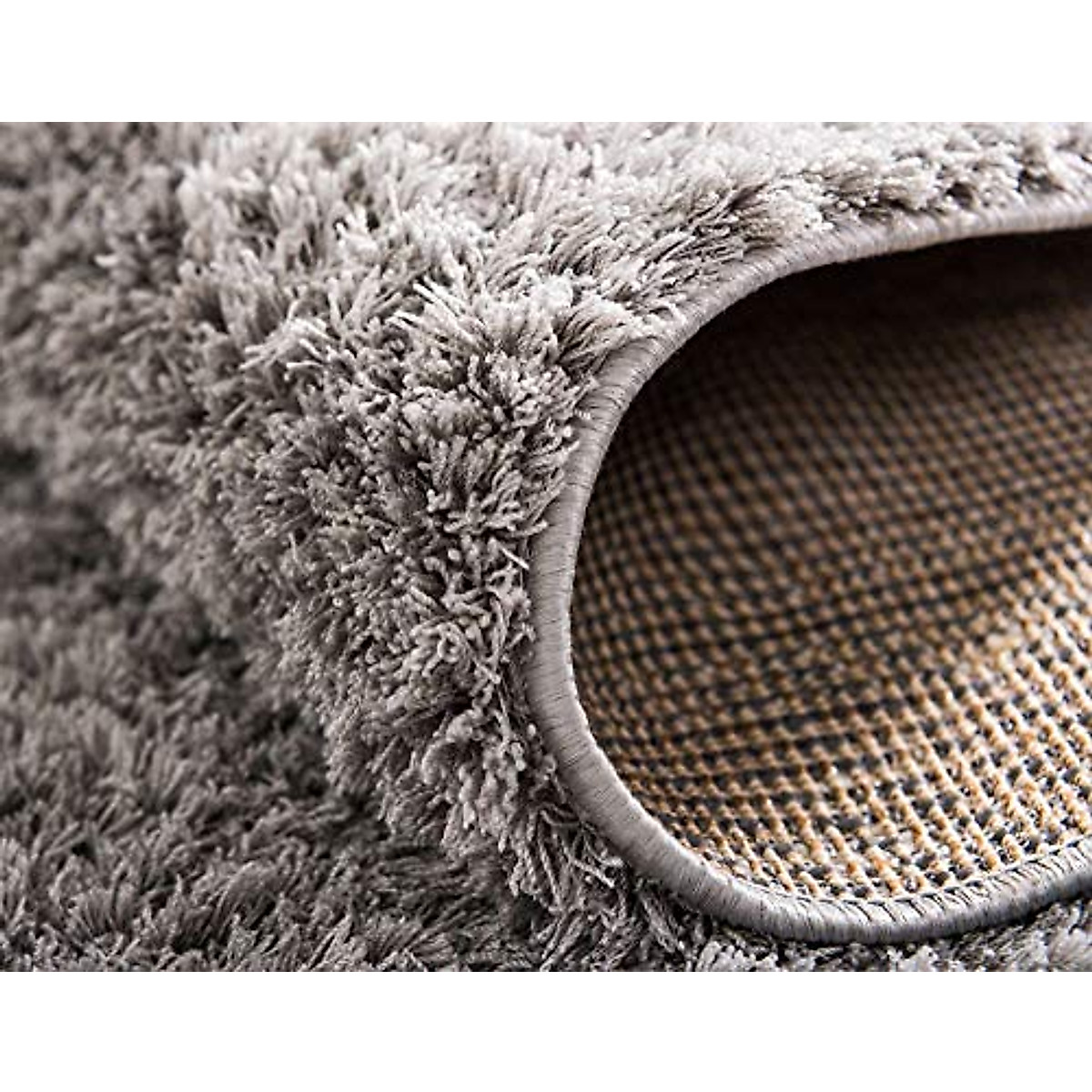 Unique Loom Studio Solid Shag Collection Urban Modern Super Soft & Plush Area Rug, 9 ft x 12 ft, Light Gray