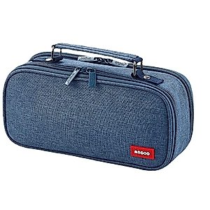 Big Capacity Pencil Case Pen Pouch Stationery Holder Makeup Handheld Bag Cosmetics Storage Box for Students Kids Teens Back to School Supplies Office College Organizer Spacious Zipper (Blue)