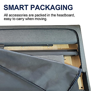 Full Size Platform Bed Frame with Upholstered Headboard, Button Tufted Design, No Box Spring Needed, Dark Grey