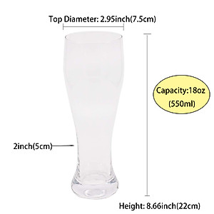 BPFY 18oz Beer Glasses Set of 6 Pilsner Beer Glass Craft Beer Glasses Beer Glassware Cup Bar Beer Glasses Pub Beer Glasses Classic Beer Glasses for Men