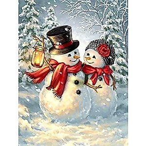 Snowman Diamond Painting Kits,Winter Diamond Art Kit for Adults,5D Christmas Diamond Dots Full Drill Round for Parents-Children Interrction,Wall Decor,Gift,Relaxing(12x16) (Snowman-Love)