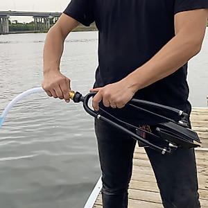 Seaworks Dual Feed Muff Style Boat Motor Flusher | Use for Antifreeze Winterization or Common Water Flush | 5/8 Inch Standard Garden Hose Connection (Black)