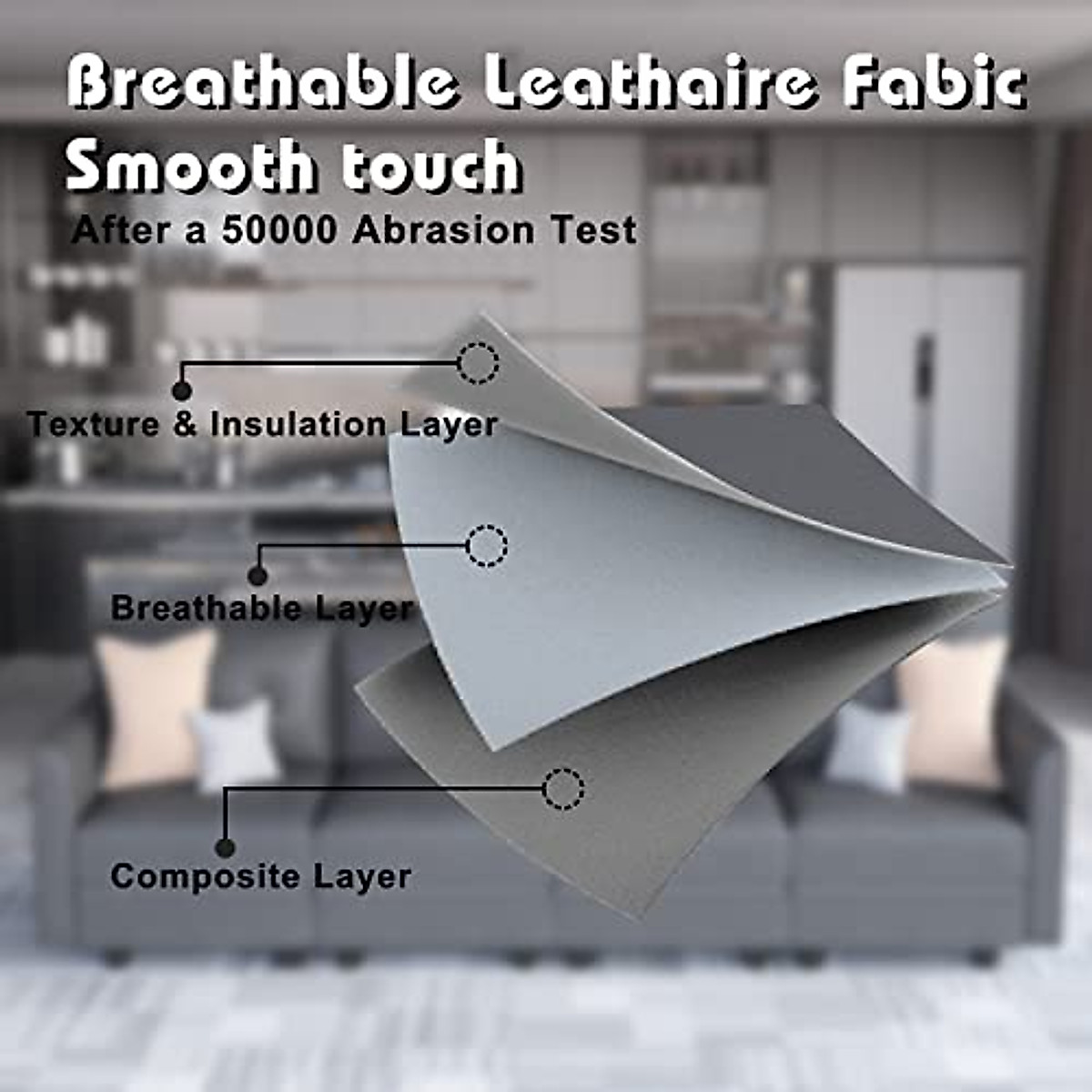 LLappuil Convertible Modular Sofa Faux Leather Fabric U Shaped Sectional with Reversible Chaise, 5 Seater Storage Sofa Sleeper Couch with Ottoman, Dark Grey