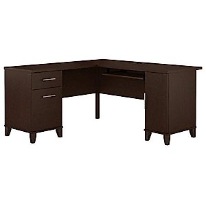 Bush Furniture UrbanPro Transitional Home Office 60W L Desk in Mocha Cherry
