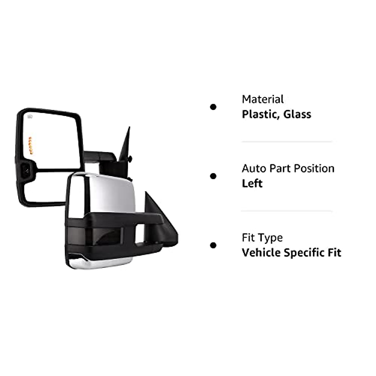 Perfit Zone Towing Mirrors Power Heat for 1999 2000 2001 2002 Silverado Sierra Pickup w/Backup Light,On Back Side Smoke Signal Light Chrome Cover.LED Signal Light Side Mirrors