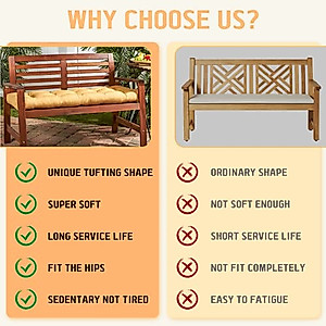 Detiblue Non Slip Tufted Bench Cushion - Soft Corduroy, Indoor Outdoor Patio, Piano Bench Sofa Cushions, Entryway Storage, Bay Window, High-Density Memory Foam, 48x16x4 inch, Grey