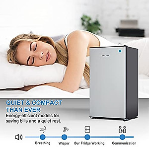 Frestec 3.1 CU' Mini Refregiator, Compact Refrigerator, Small Refrigerator with Freezer, Silver (FR 310 SL)