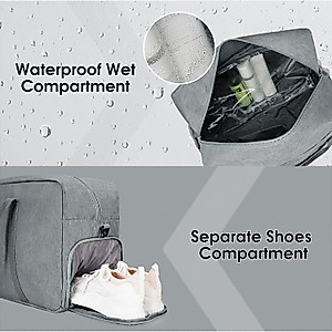 sportsnew Sports Gym Bag with Wet Pocket & Shoes Compartment, Travel Duffel Bag for Men Women Lightweight with Adjustable Shoulder Holder, Grey