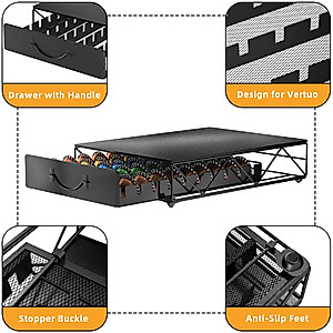 HFHOME Coffee Pod Holder Compatible with 50 VertuoLine, Coffee Capsules Drawer for 40 K Cup, Metal Pod Storage Drawer Organizer for Vertuo Capsules for Home Office Counter