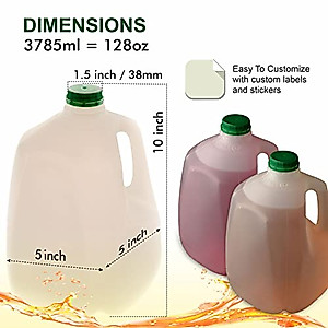 Empty Plastic Gallon Juice Bottles with Tamper Evident Caps 128 OZ - Smoothie Bottles - Ideal for Juices, Milk, Smoothies, Picnic's and even Meal Prep by EcoQuality Juice Containers (5)