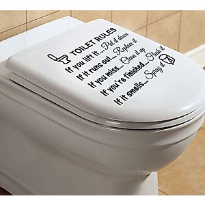 Bestjybt DIY Removable Toilet Rules Wall Quotes Stickers Washroom Bathroom Decals WC Sign Vinyl Art Decor for Kids Living Room Home Decorations