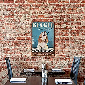ZZZRSYR Funny Novelty Metal Sign- Beagle Dog Jazz Ba - Retro Wall Decor Gift for Man Cave Home Gate Garden Bars Cafes Office Store Club 8 X 12 INCH