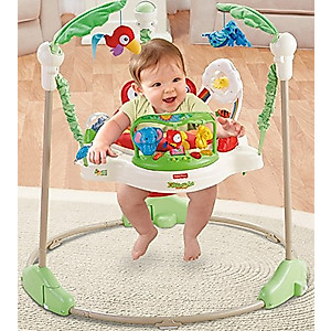 Fisher-Price Baby Bouncer Rainforest Jumperoo Activity Center with Music Lights Sounds and Developmental Toys