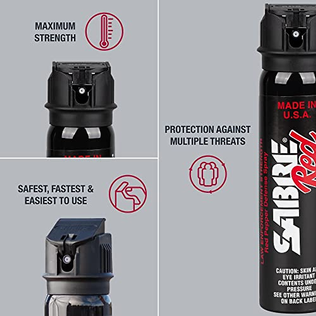 SABRE Magnum 120 Pepper Spray, 40 Bursts, 12-Foot (4-Meter) Range, Extra Large 92.4 Gram Canister, UV Marking Dye, Flip Top Safety, Black