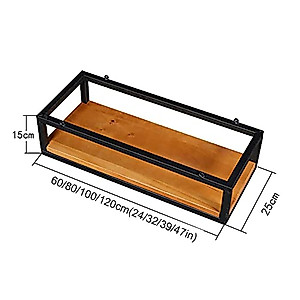 Ceiling Hanging Shelf Kitchen Storage Shelving, Flower Stand, Plant Railing Shelf with Solid Wood Board and Iron Frame, for Bar Flower Shop Balcony (Size : 120cm)