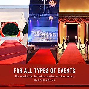 Red Carpet Runner for Party - Triple Thickness, Non-Slip Grip Dots - Felt Rug Party Decorations - Wedding Ceremony Aisle Runner, Hollywood Oscars Grammy Event Runway - 2.2x16.4 Feet